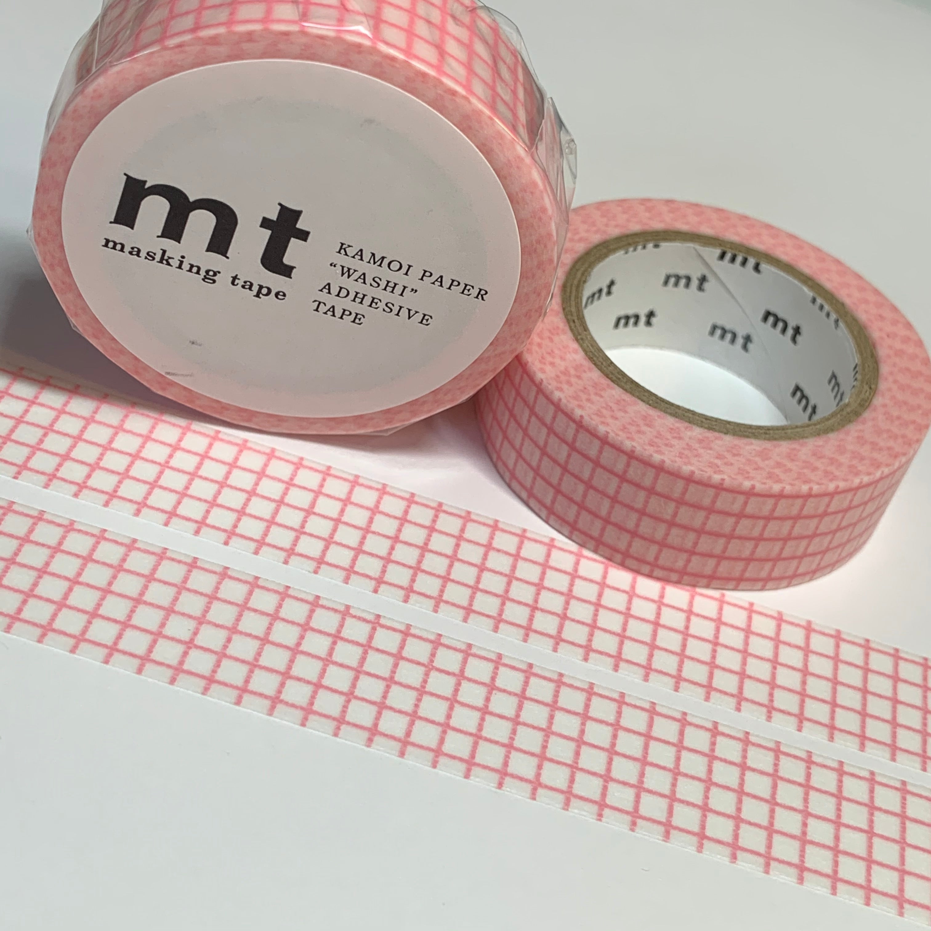 SAKURA PINK GRID Mt Washi Tape ~ 1 Roll ~ 15mm x 10m (33 Feet) – Amanda Mischell Designs