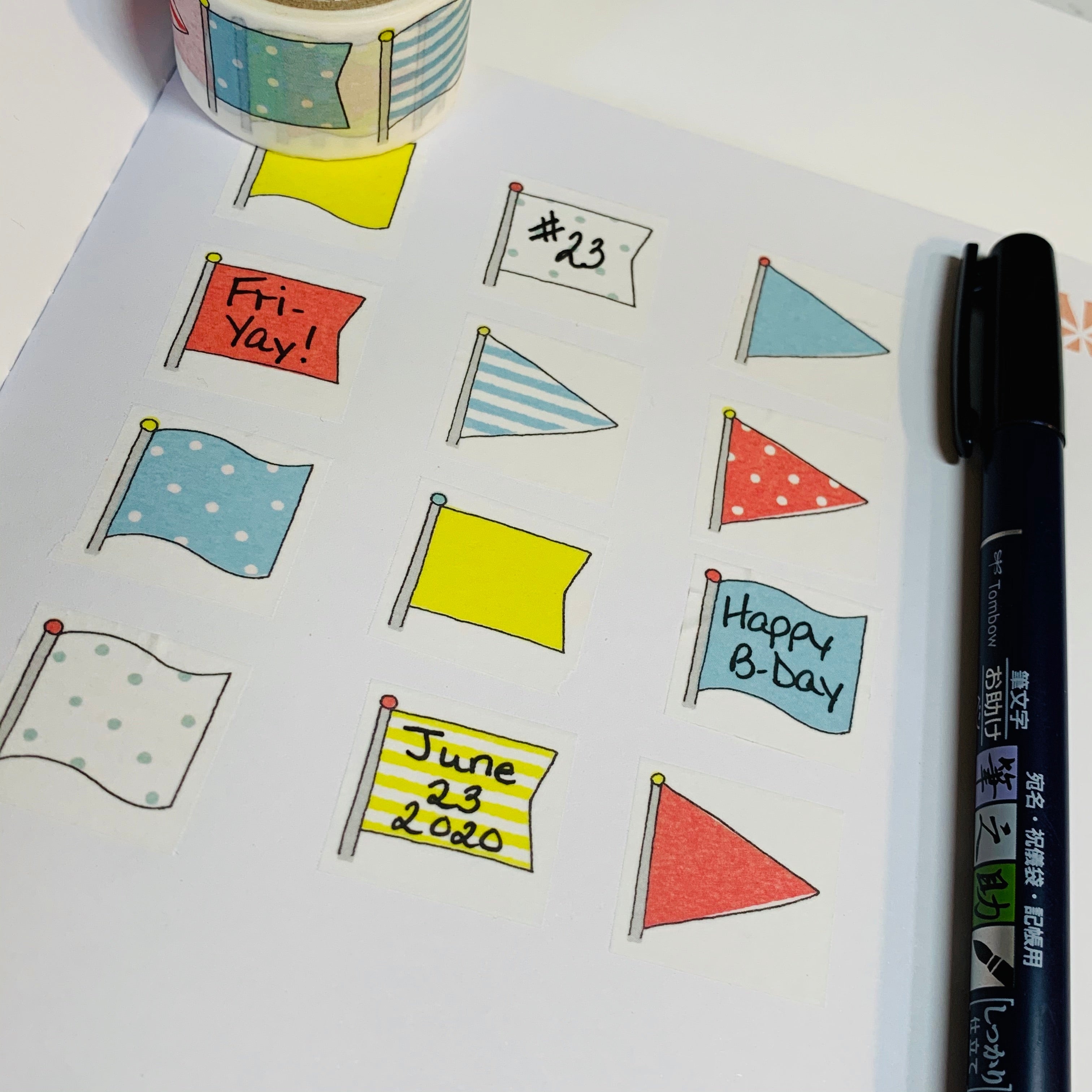 FLAGS & BANNERS BULLET Journal Easy Tear Labels/Stickers in Washi Tape ...